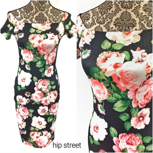 Snap | Dresses | Snap Ss On Or Off Shoulder Floral Stretch Sheath Dress ...